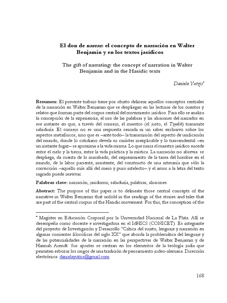 Narración en Benjamin y el Jasidismo | PDF | Talmud | Judaísmo