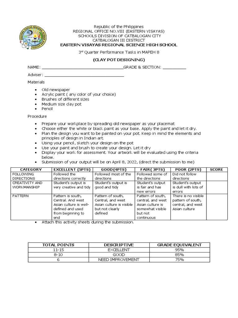 Performance Tasks in Mapeh 8 | PDF
