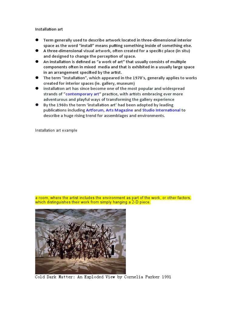 Reporting Installation Art | PDF | Installation Art | The Arts