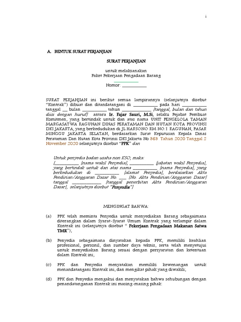 Draft Kontrak Tender Umum 2021 | PDF