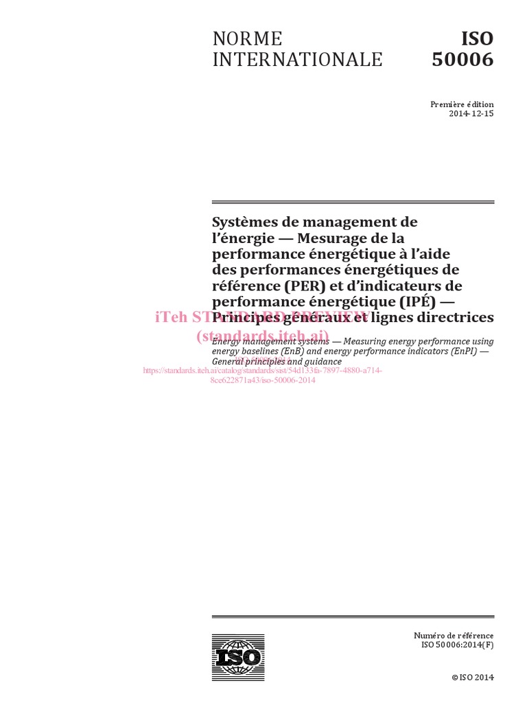 Iso 50006 2014 | PDF | Efficacité énergétique | Organisation ...