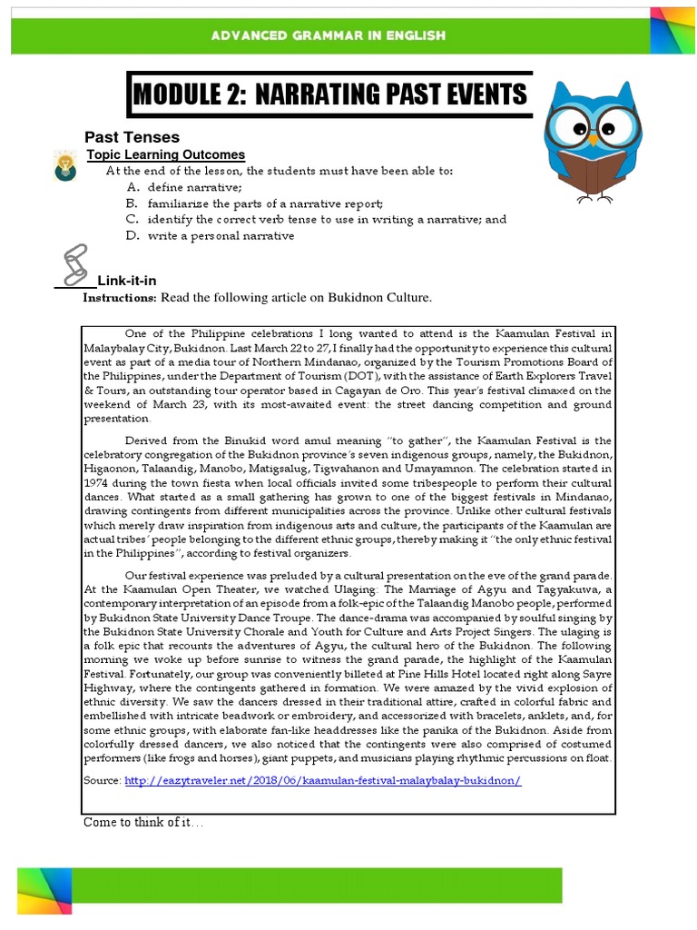 Is-104-Module 2 | PDF | Grammatical Tense | Narration