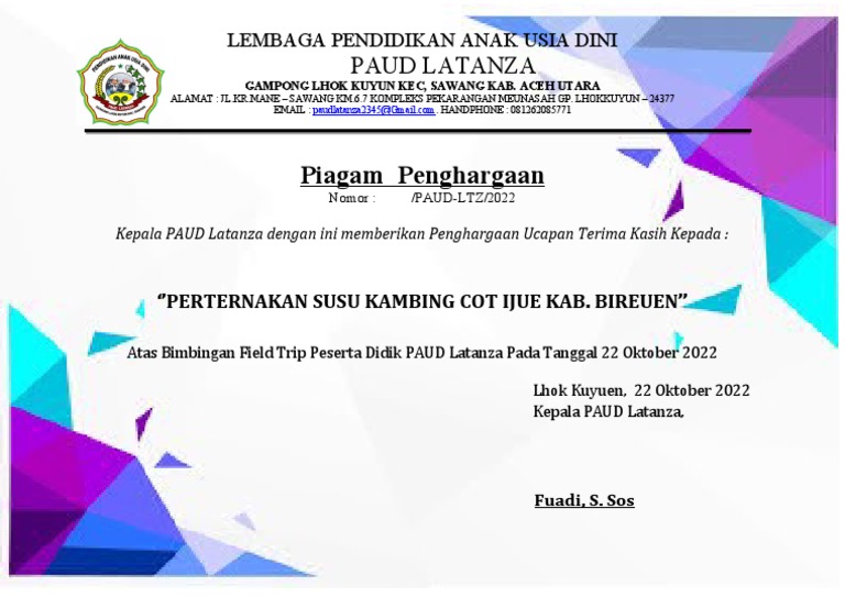 Contoh Piagam | PDF