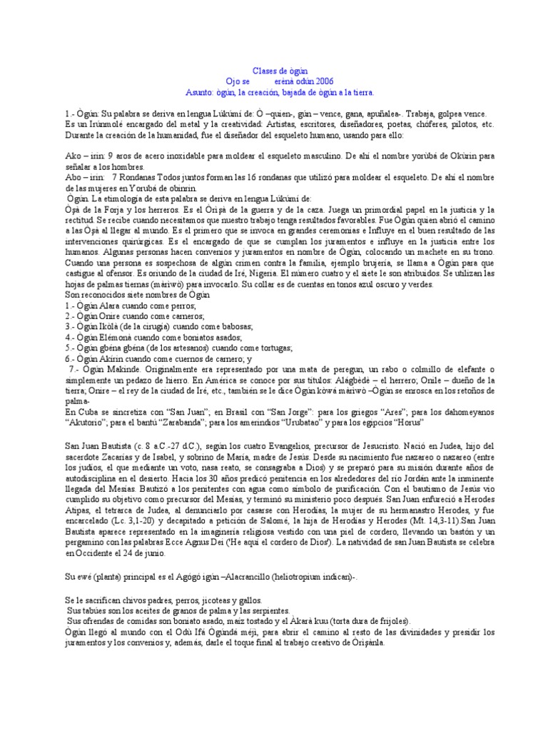 Clases de Ogun | PDF | Amor | Horus