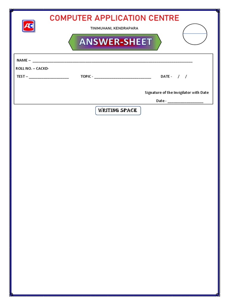 Answer Booklet | PDF