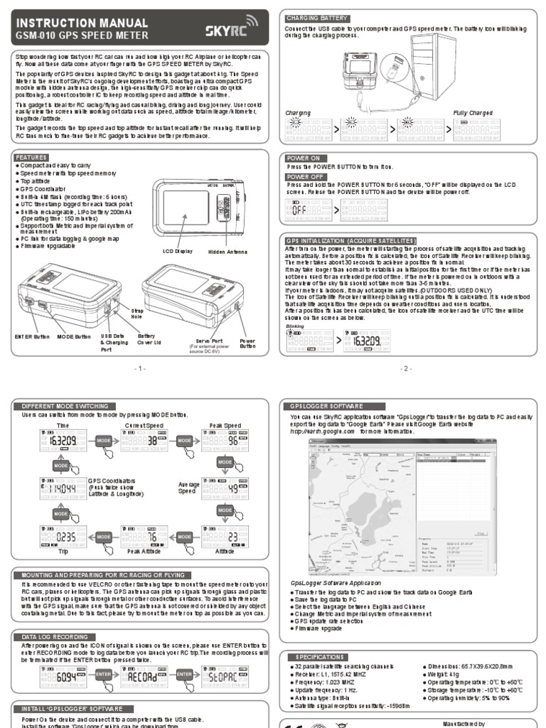 GPS Speed Meter Instruction Manual | PDF | Global Positioning System | Personal Computers