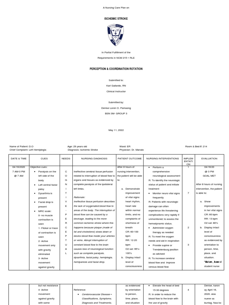 NCP Ischemic Stroke | PDF | Ischemia | Stroke