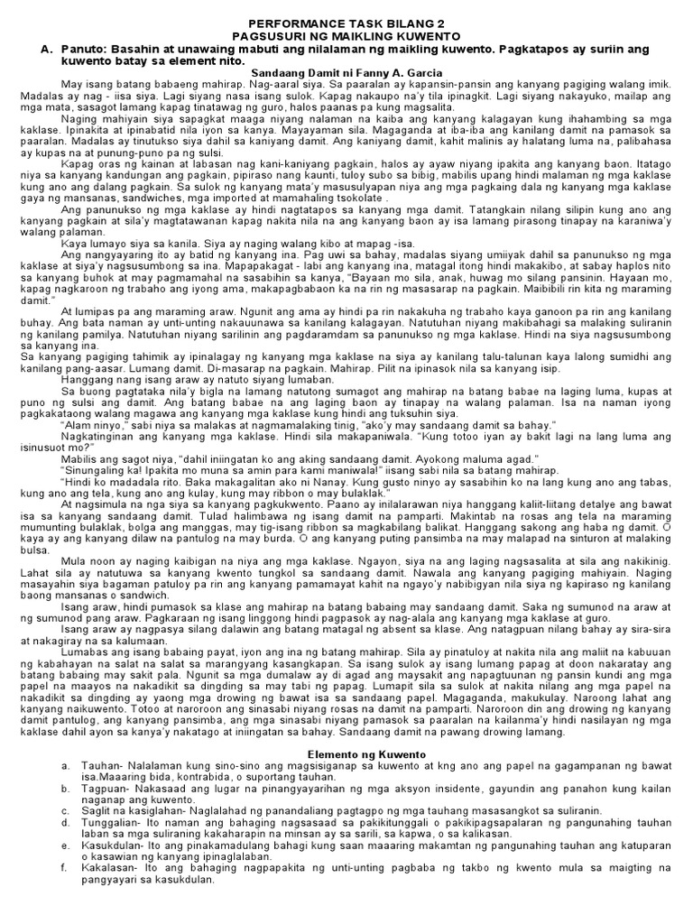 PERFORMANCE TASK BILANG 2 at 3 | PDF