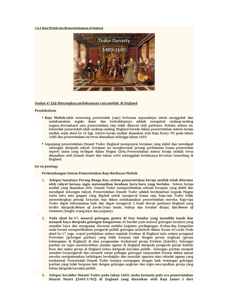 Kedudukan Dan Kuasa Raja Di England | PDF