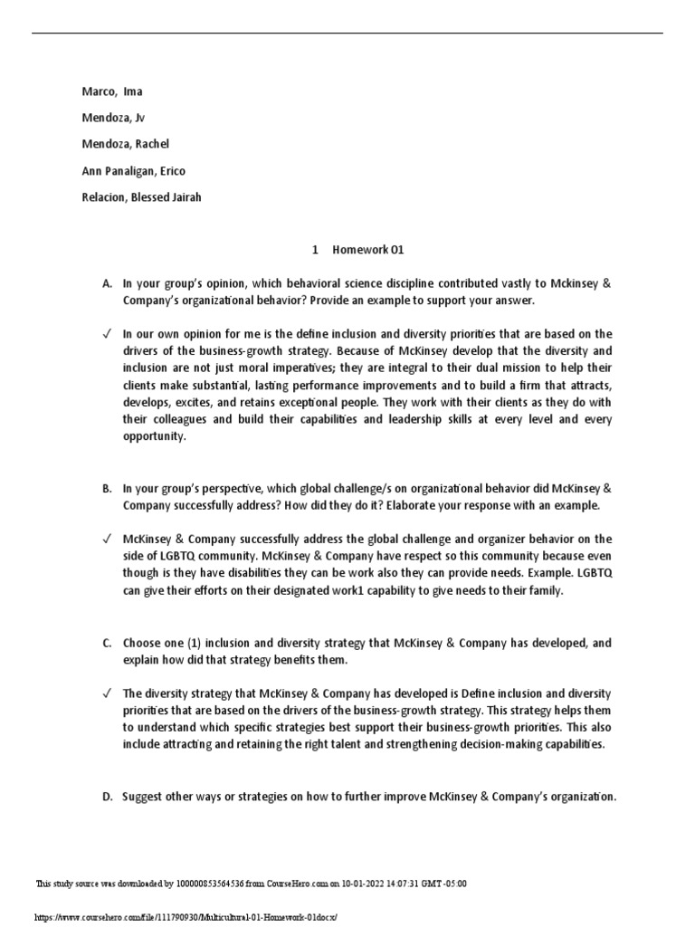 Multicultural 01 Homework 01 | PDF | Organizational Culture ...