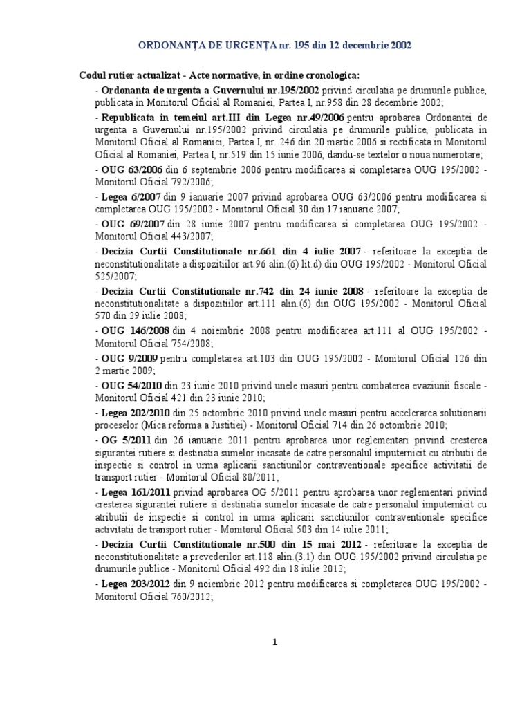 Codul Rutier Actualizat | PDF