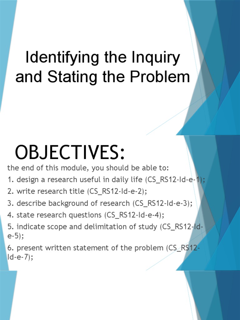 Identifying The Inquiry and Stating The Problem | PDF | Learning Styles ...