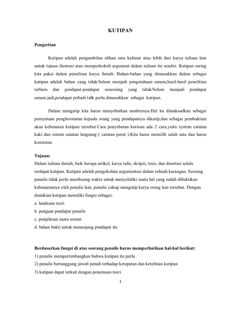 Kutipan & Jenis-Jenisnya | PDF