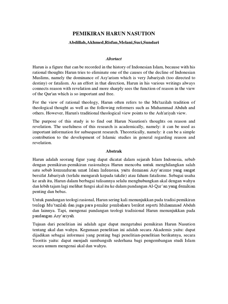 Pemikiran Harun Nasution | PDF