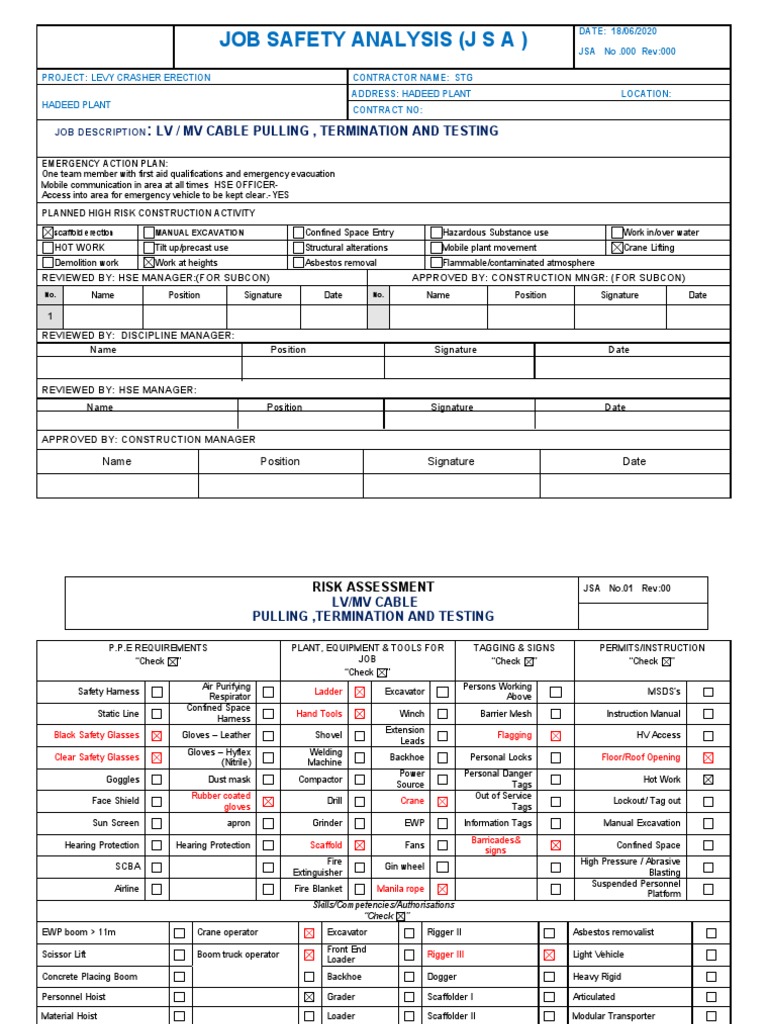 Jsa MV Cable Pulling, Termination and Testing | PDF | Personal ...