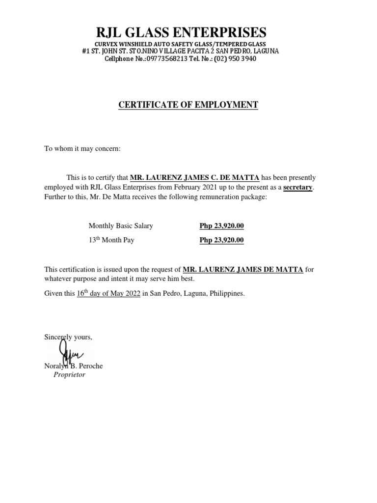 Certificate of Employment | PDF