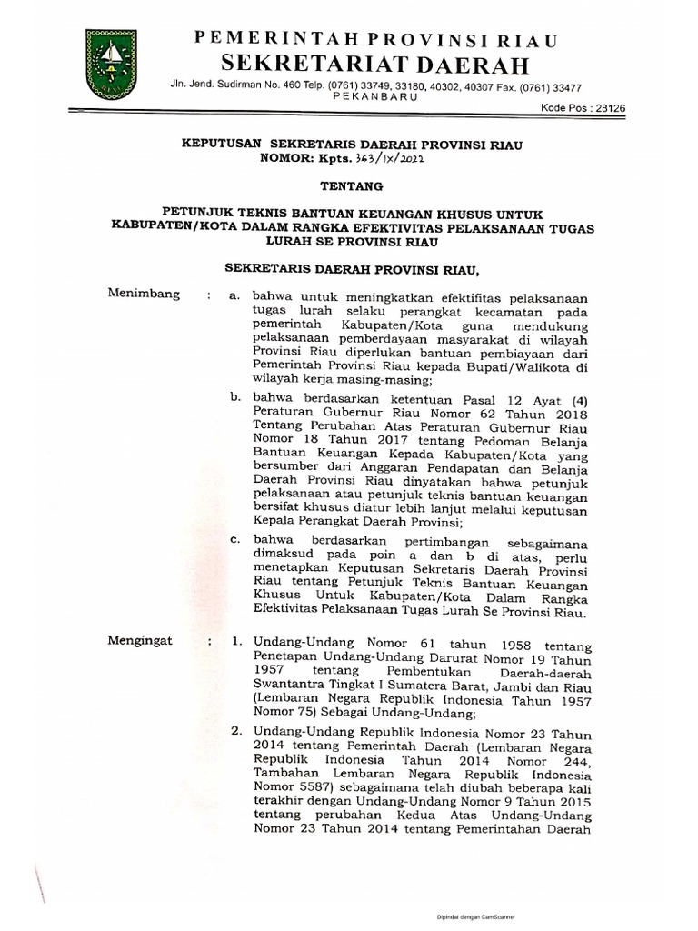 SK Petunjuk Teknis BKK Oke | PDF