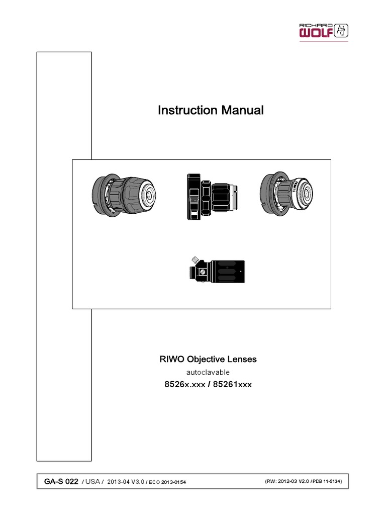 RIWO Objective Lenses Couplers IFU | PDF | Zoom Lens | Optics