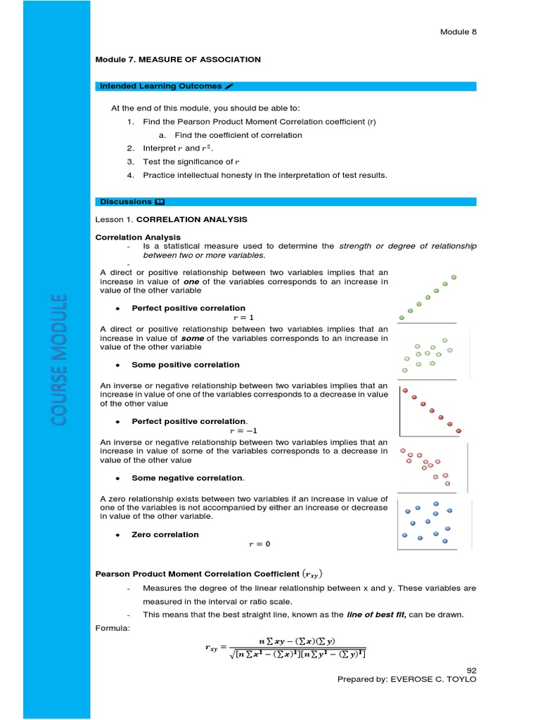 CM8.1 Pearson Product Moment Correlation | PDF | Statistics | Statistical Analysis