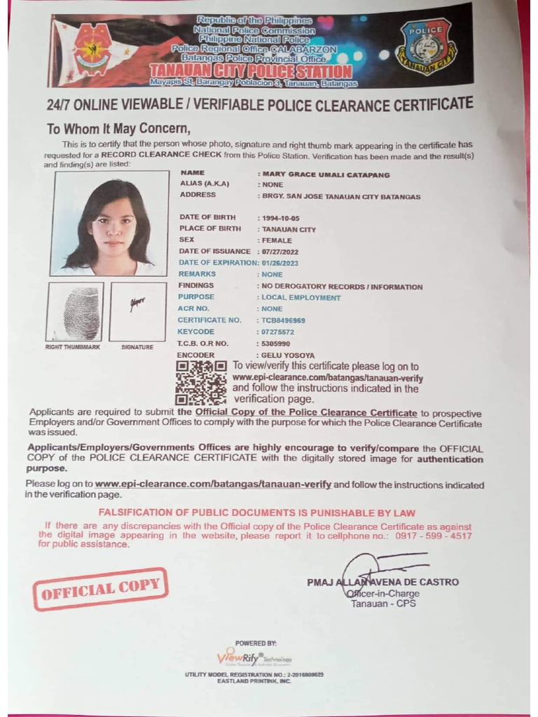 Police Clearance | PDF