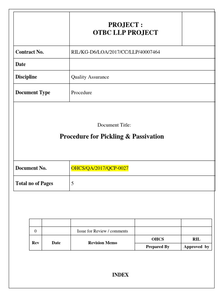 Pickling & Passivation Procedure Guide | PDF | Welding | Construction