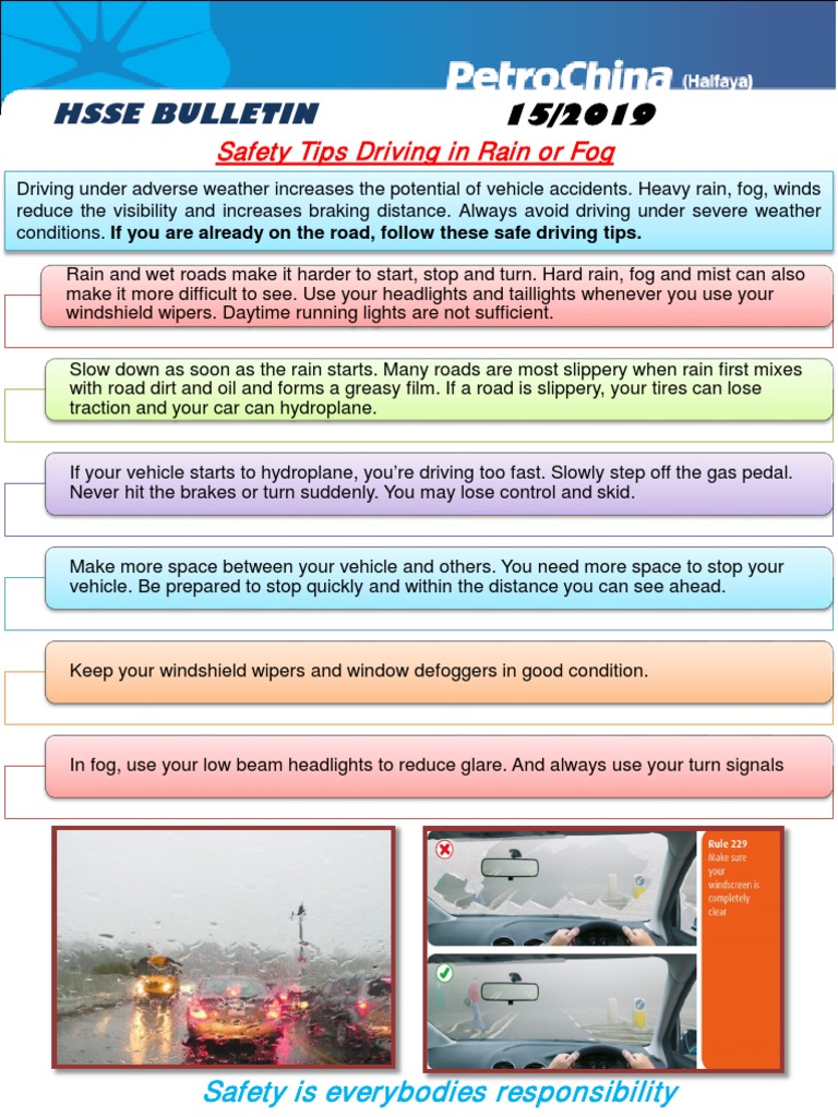 Safety Tips for Driving in Rain and Fog | PDF | Automotive Industry ...
