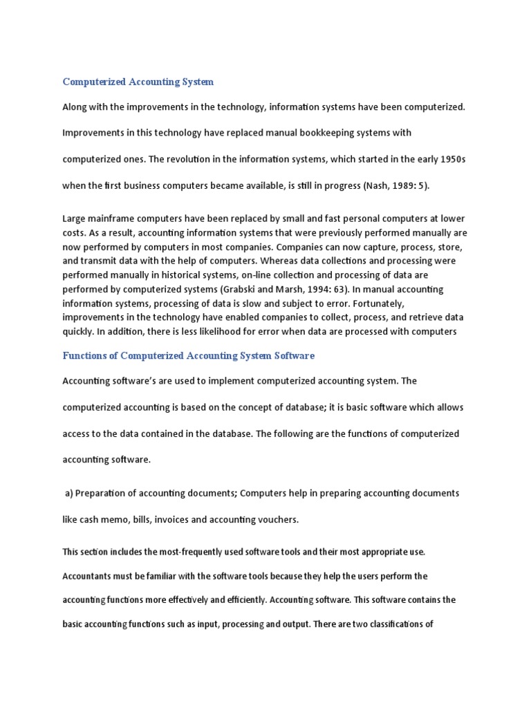 Computerized Accounting System | PDF | Electronic Data Interchange ...