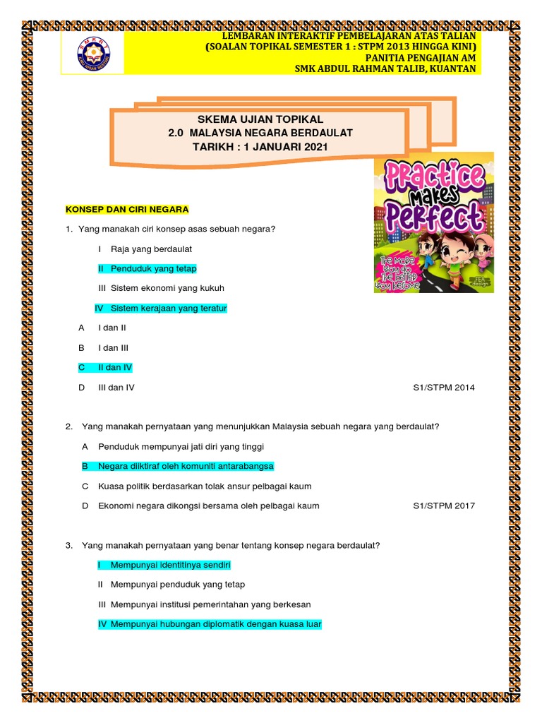 Ujian Topikal Semester 1 + Skema | PDF