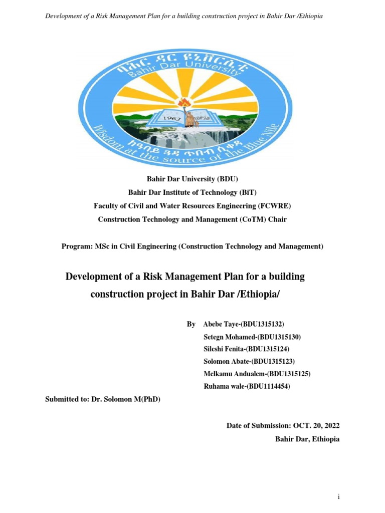 Abebe, Setegn, Sileshi, Solomon, Melkamu, Ruhama PDF | PDF | Risk ...