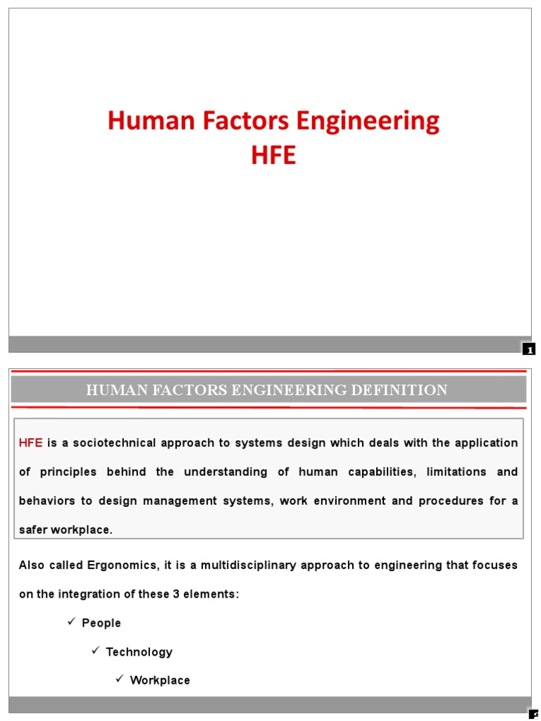 Human Factors Engineering HFE | PDF | Human Factors And Ergonomics | Safety