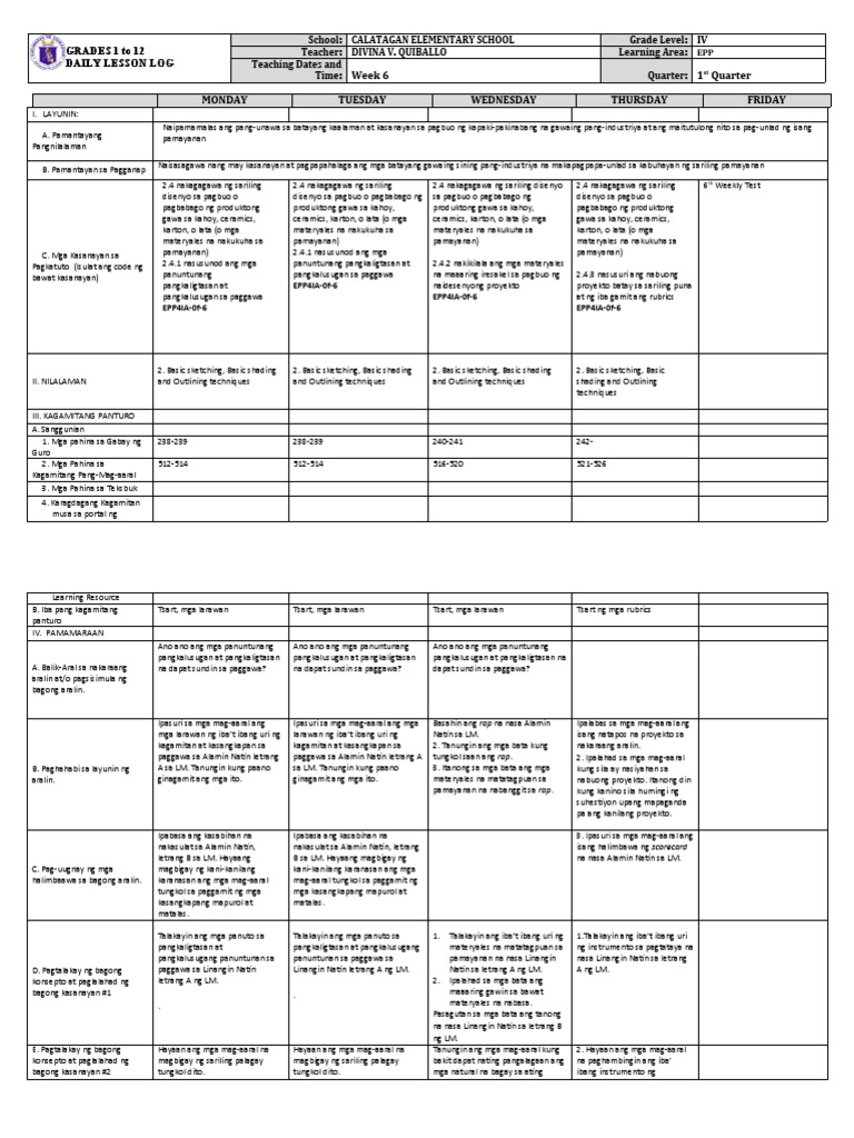Grade 4 DLL EPP 4 Q4 Week 6 | PDF
