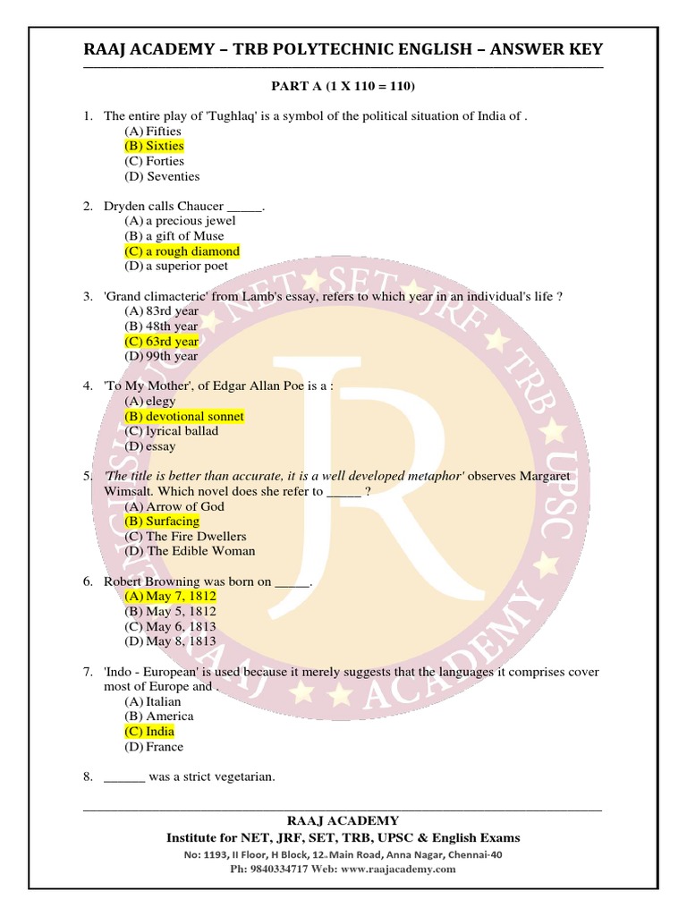 Raaj - Poly Eng-Answer Key-1 | PDF