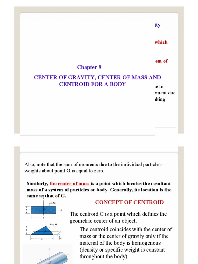 CONCEPT OF Center of Gravity & Center of Mass | Download Free PDF | Center Of Mass | Weight