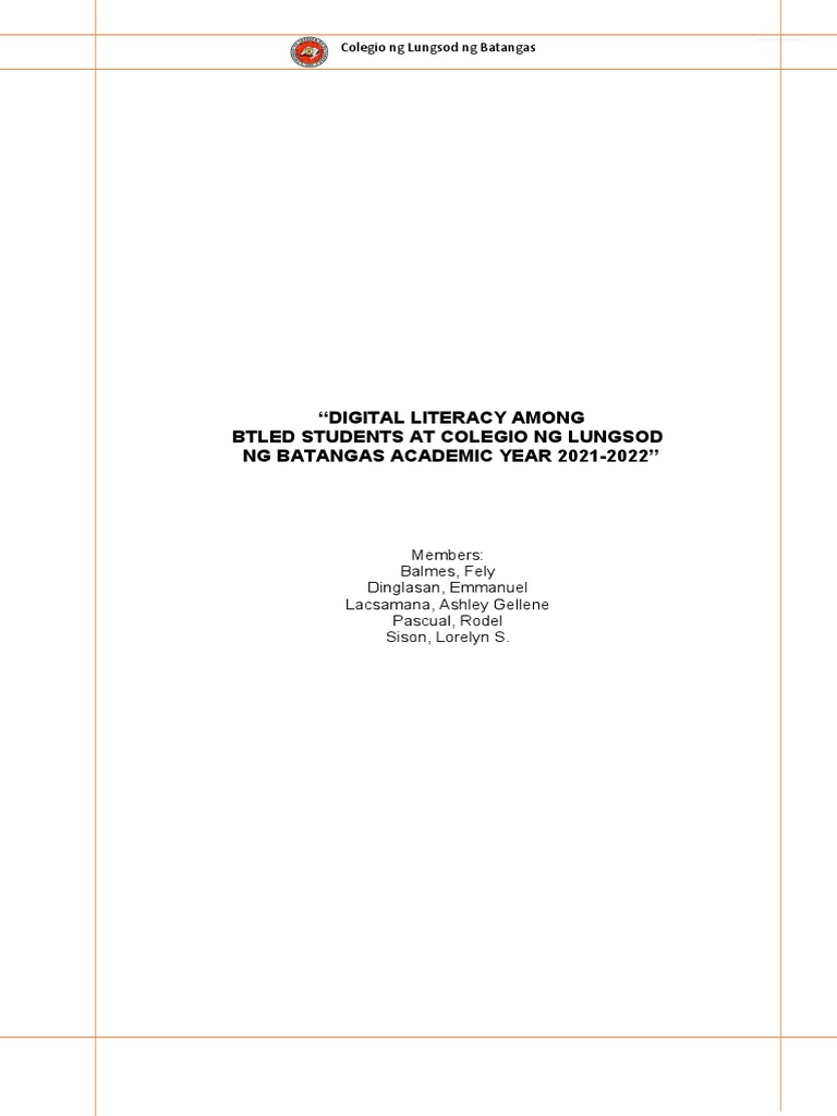 Digital Literacy Among BTLED Student | PDF | Social Media | Popular ...