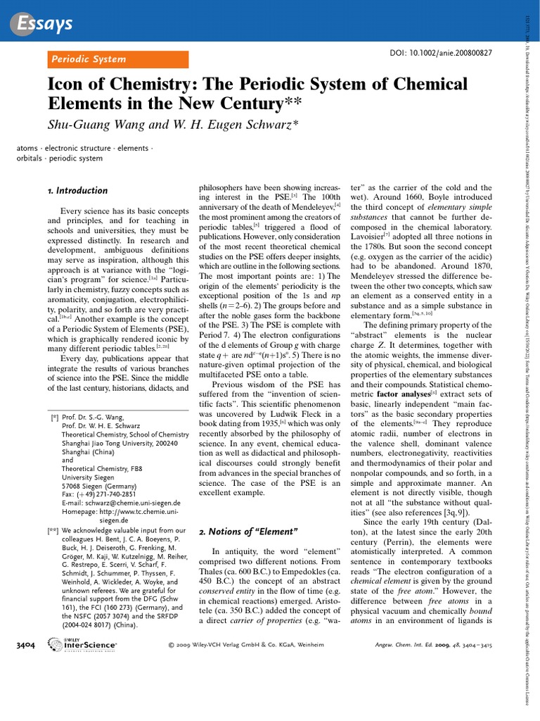Angew Chem Int Ed - 2009 - Wang - Icon of Chemistry The Periodic System of Chemical Elements in ...