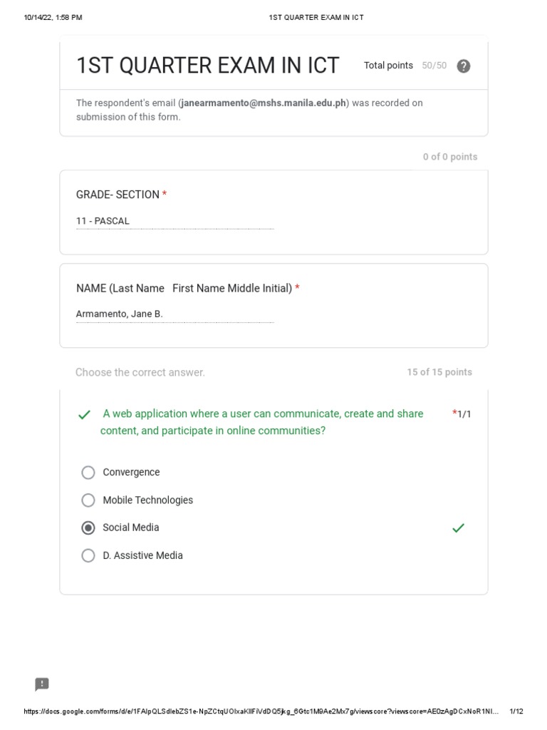 1ST Quarter Exam in Ict | PDF | World Wide Web | Internet & Web