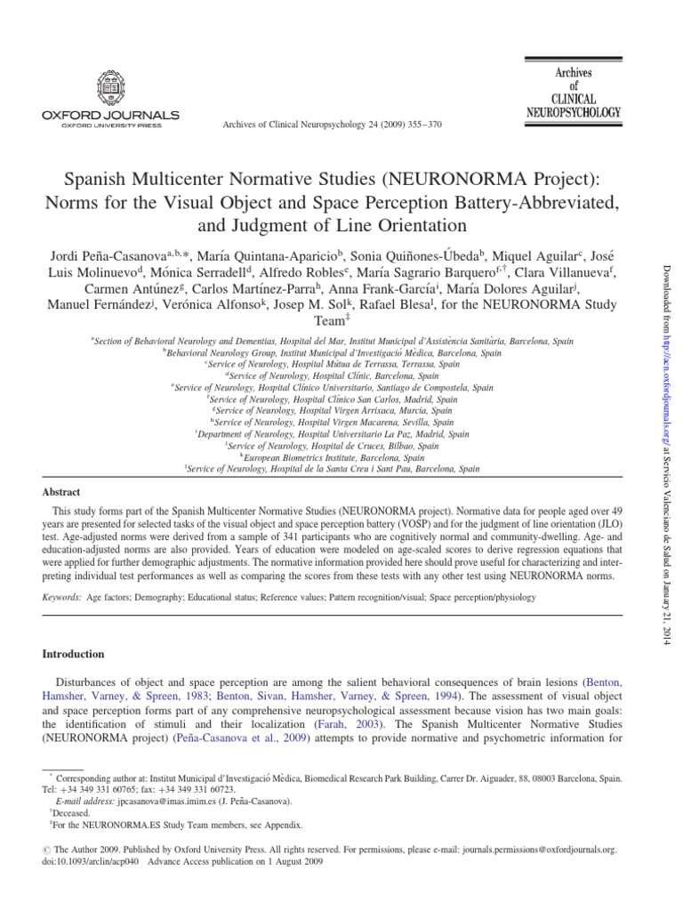 NEURONORMA VOSP Judgment Line Orientation | PDF | Coefficient Of ...