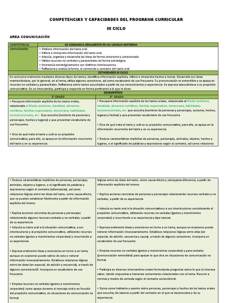 Competencias y Capacidades Del Programa Curricular | PDF