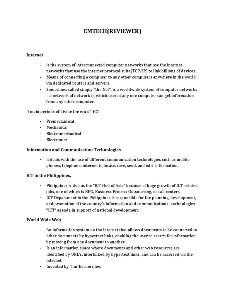 EMTECH | PDF | World Wide Web | Internet & Web