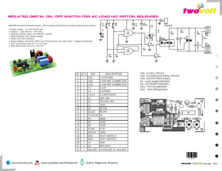 Solid State Ac Relay With Digital Togle Switch For Inductive and Resisitive Loads 1 | PDF ...