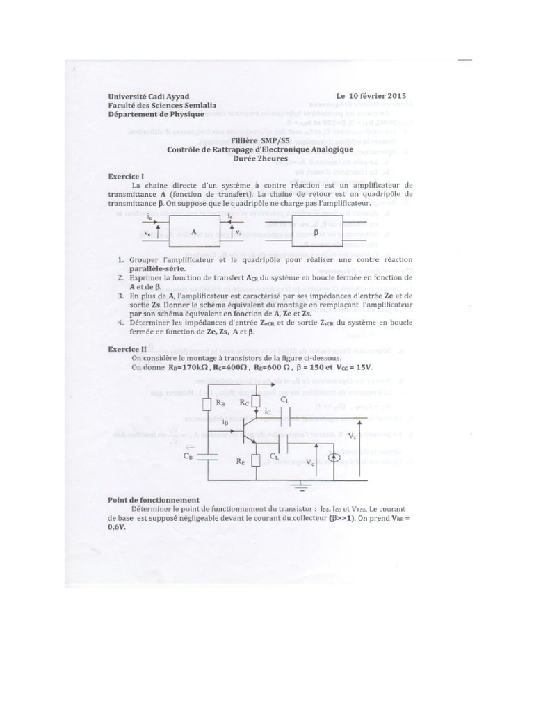 Controle de Rattrapage 2014 - 2015 | PDF