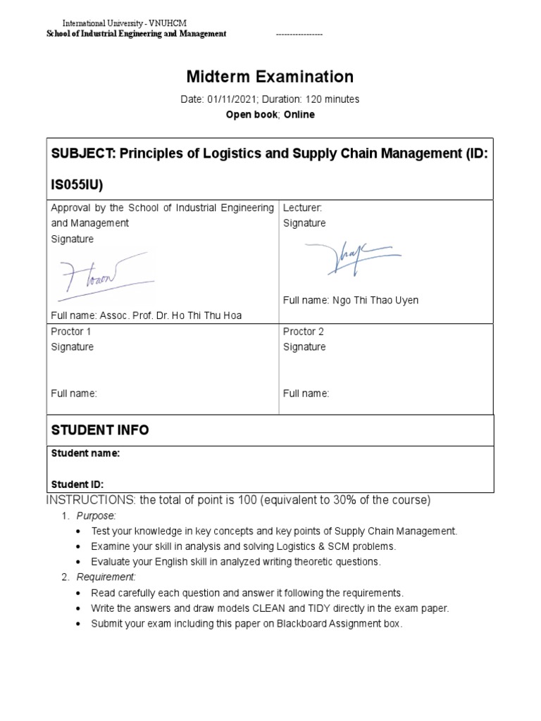 Midterm Principles LSCM 2021-2022 | PDF | Test (Assessment) | Supply ...