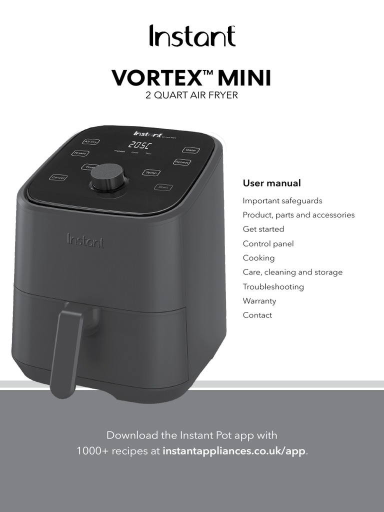 Instant Vortex Mini 2 Quart Air Fryer Users Manual EN | PDF | Baking ...