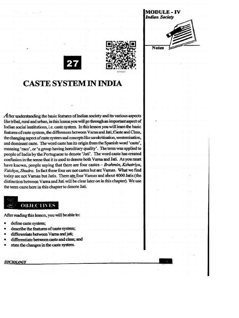 L-27 Caste System in India | PDF