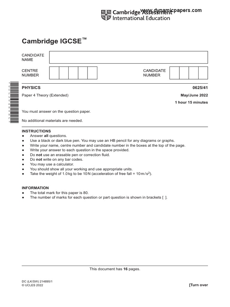 Cambridge IGCSE: PHYSICS 0625/41 | PDF | Deuterium | Atomic Nucleus