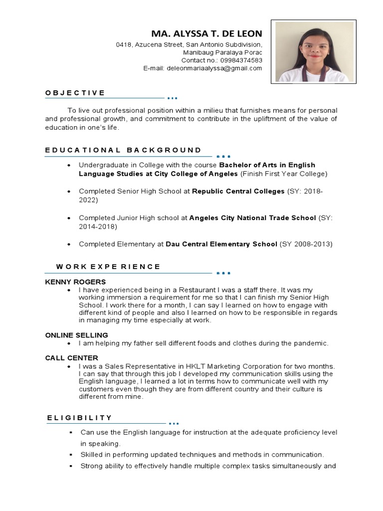 De Leon Ma. Alyssa Resume | PDF | Learning | Cognition