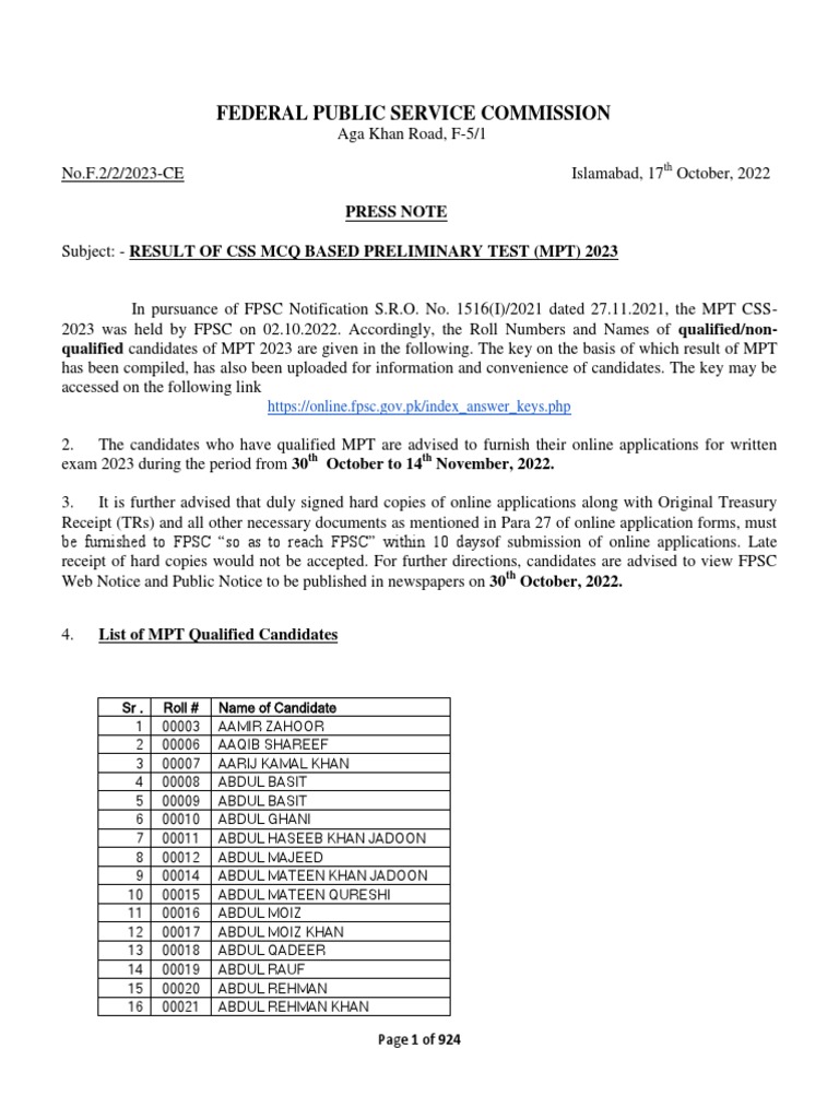 MPT Result-2023 | PDF