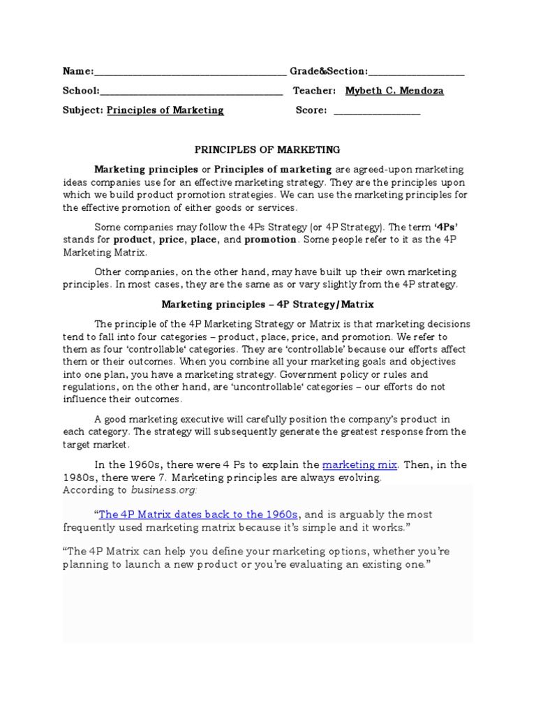 Principles of Marketing Guide | PDF | Marketing | Business