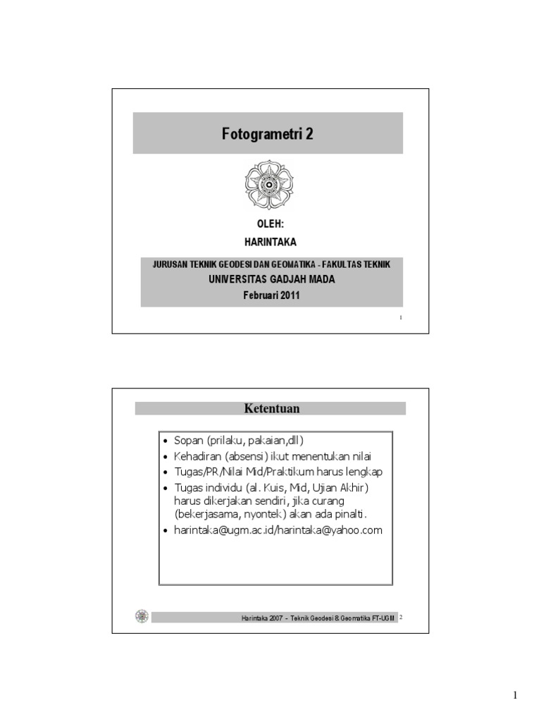 Fotogrametri 2: Silabus dan Rencana | PDF