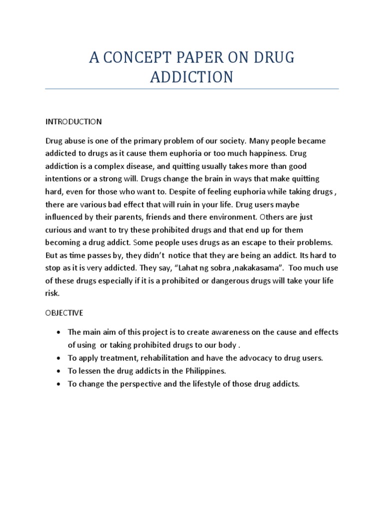 A Concept Paper On Drug Addiction | PDF | Substance Abuse | Drug ...